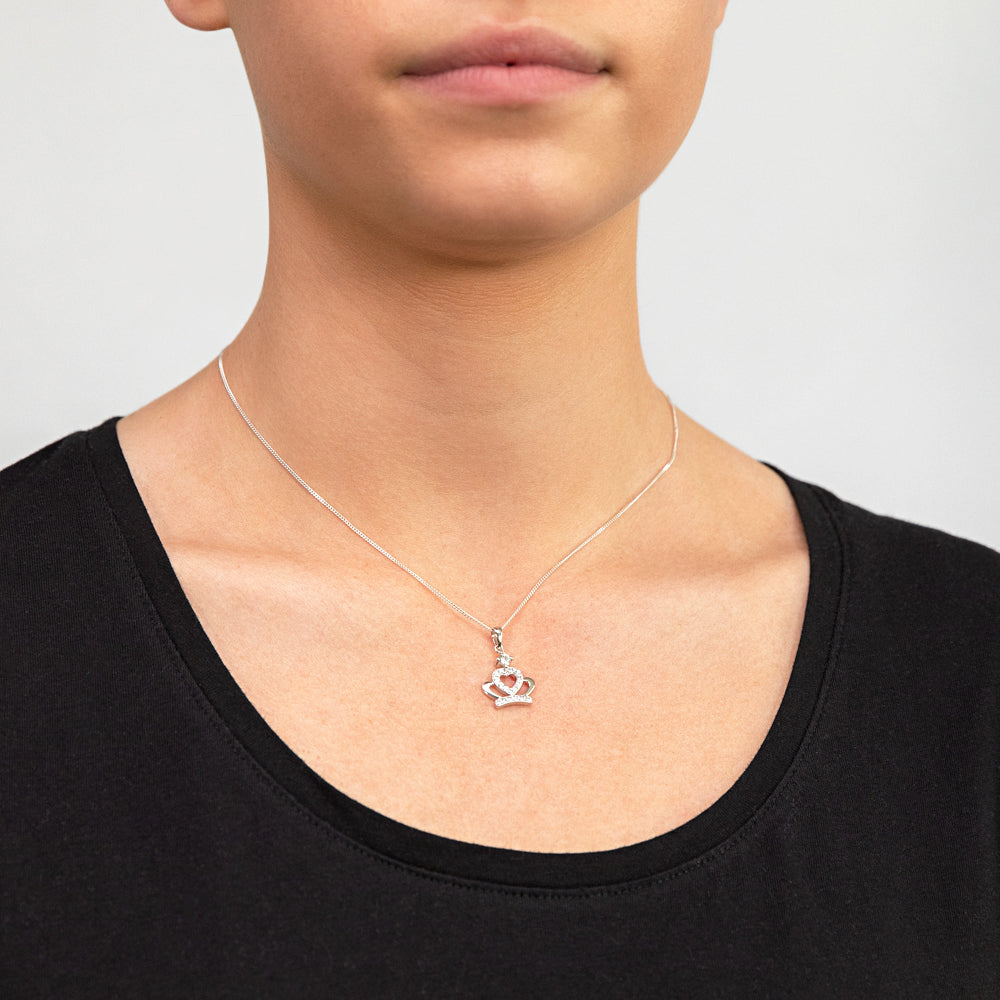 Sterling Silver Cubic Zirconia Small Crown Pendant – Shiels Jewellers