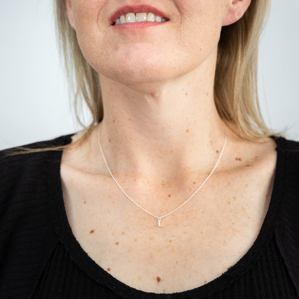 Sterling Silver Initial Letter "L" Pendant On 45cm Chain – Shiels Jewellers