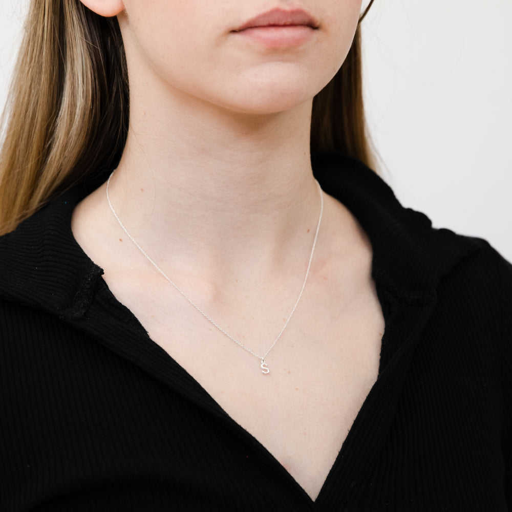 Sterling Silver Initial Letter "S" Pendant on 45cm Chain – Shiels Jewellers