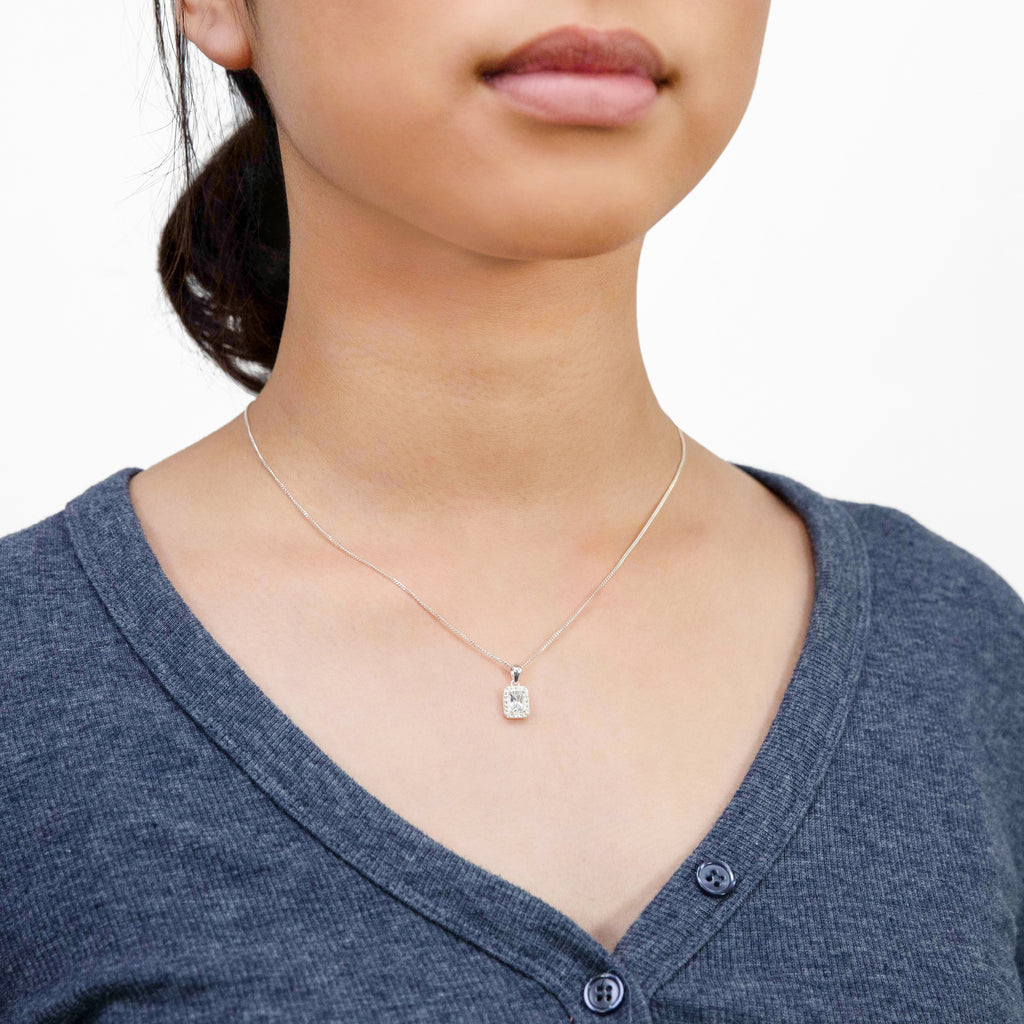 Sterling Silver Cubic Zirconia Square Halo Pendant – Shiels Jewellers