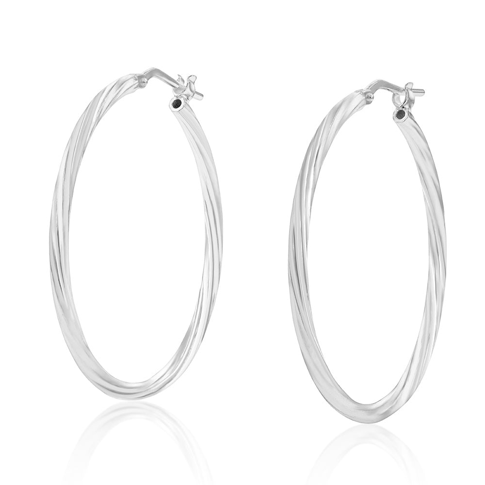 Sterling Silver Twisted 30mm Hoop Earrings – Shiels Jewellers