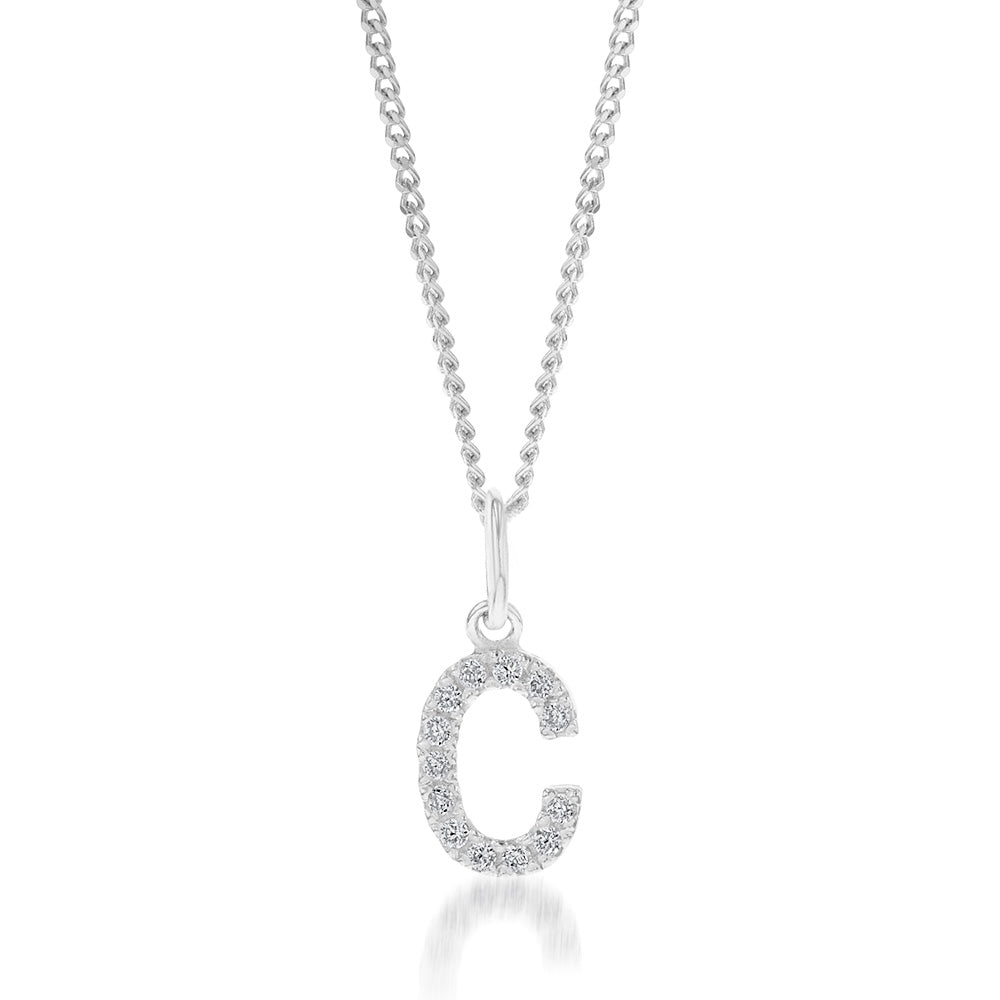 Sterling Silver Cubic Zirconia Initial "C" Pendant – Shiels Jewellers