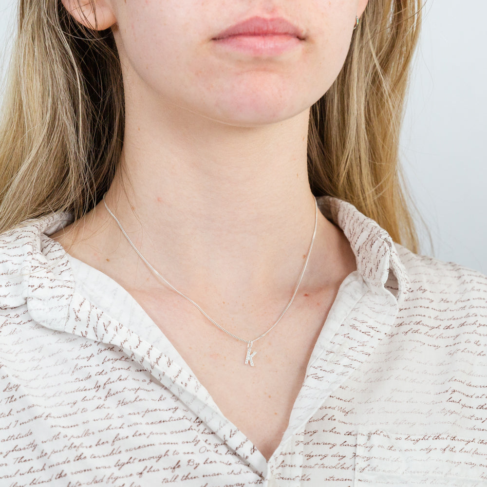 Sterling Silver Cubic Zirconia Initial "K" Pendant – Shiels Jewellers
