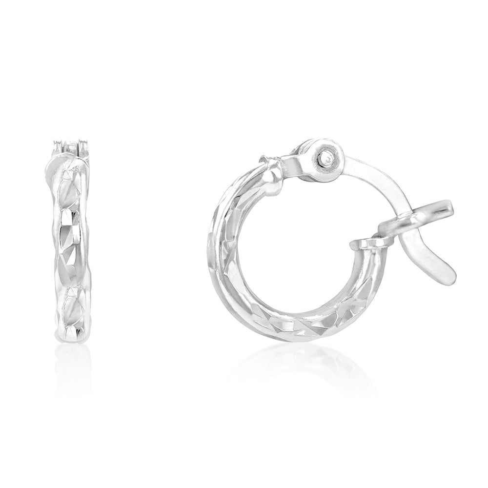 Sterling Silver Diamond Cut 10mm Hoop Earrings – Shiels Jewellers