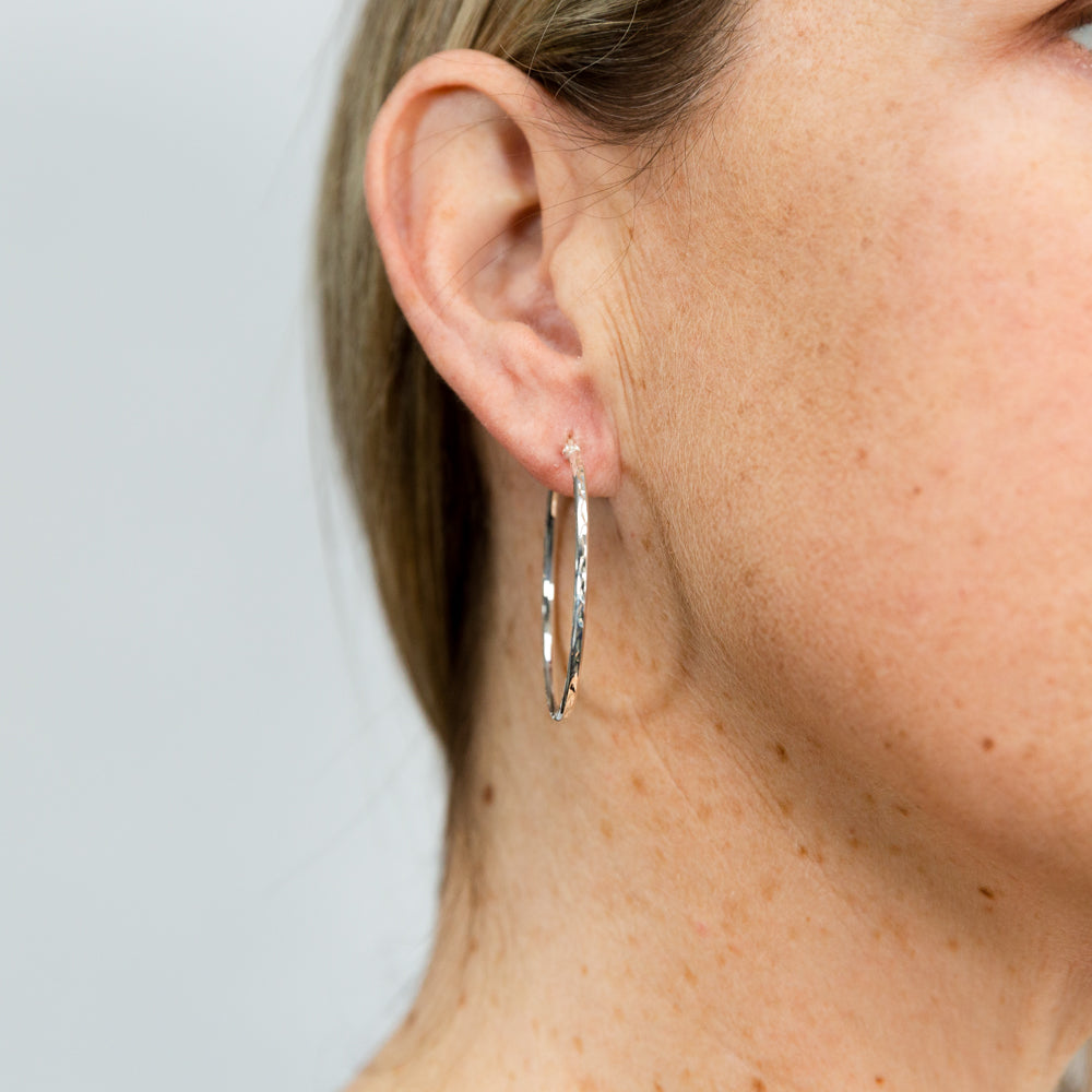 Sterling Silver Diamond Cut 40mm Hoop Earrings – Shiels Jewellers