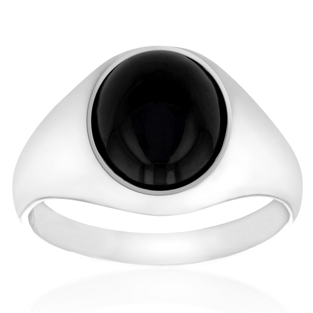 Sterling Silver Round Black Mens Ring – Shiels Jewellers