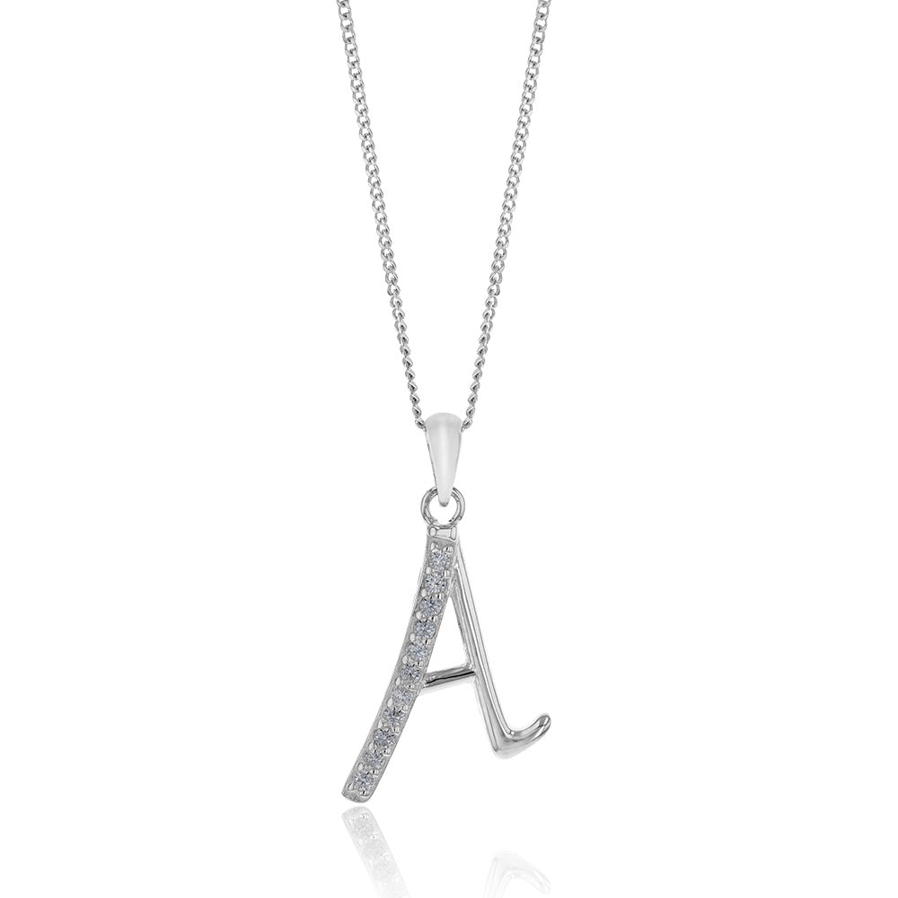 Sterling Silver Cubic Zirconia Cursive Initial "A" Pendant – Shiels ...