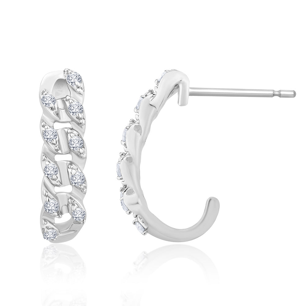 Sterling Silver Diamond Link Earrings – Shiels Jewellers