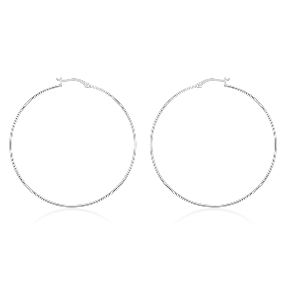 Sterling Silver Plain 50mm Hoop Earrings – Shiels Jewellers