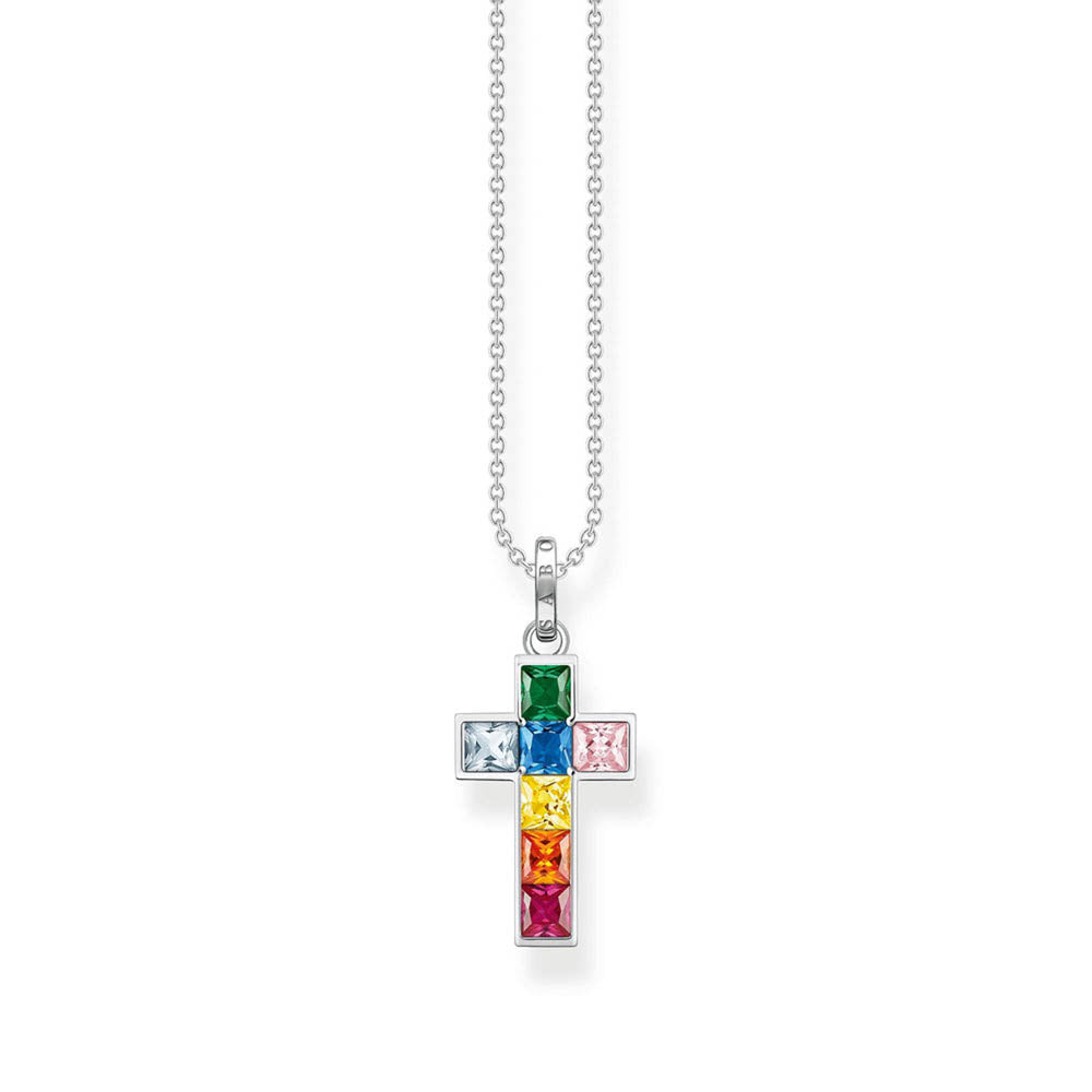 Thomas Sabo Sterling Silver Rainbow Heritage Cross On 40-45cm Chain ...