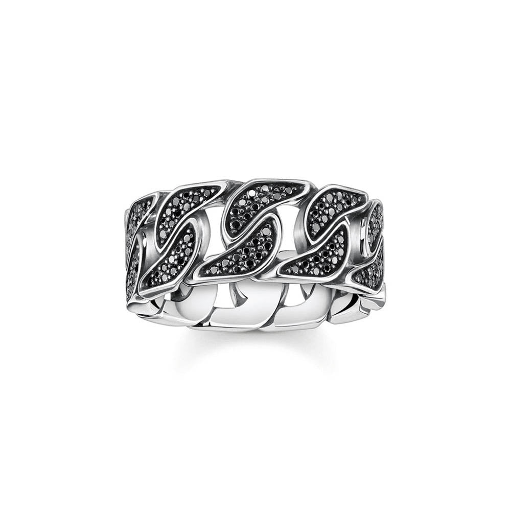 Thomas Sabo Rebel Sterling Silver Curb Oxidised Black CZ Ring – Shiels ...