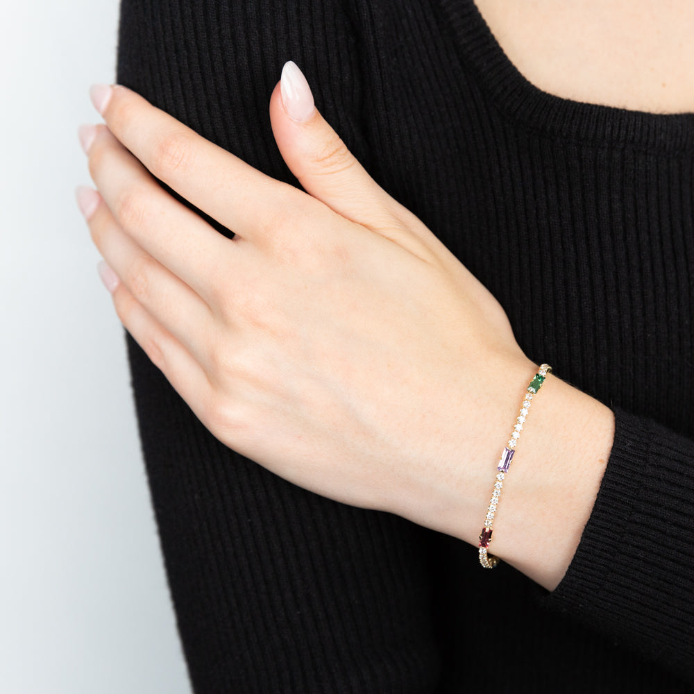 Sterling Silver Gold Plated Multicolour Beads 16+3cm Bracelet – Shiels ...