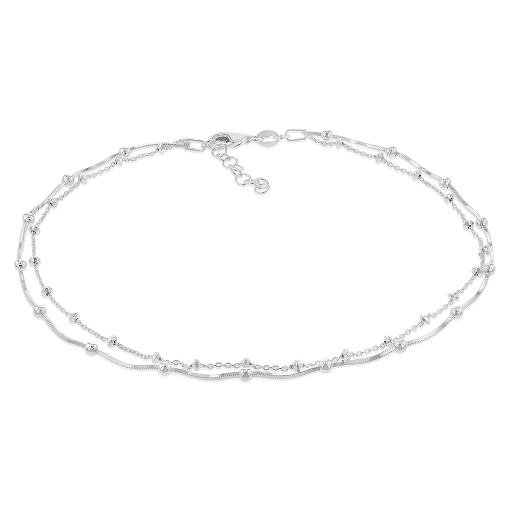 Sterling Silver Fancy Twin Chain 29cm Anklet– Shiels Jewellers