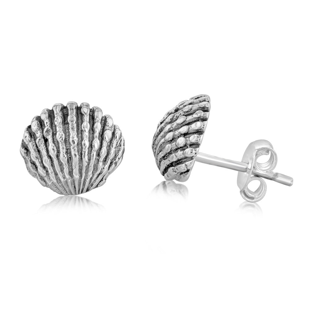 Sterling Silver Oxidised Shell Stud Earrings – Shiels Jewellers