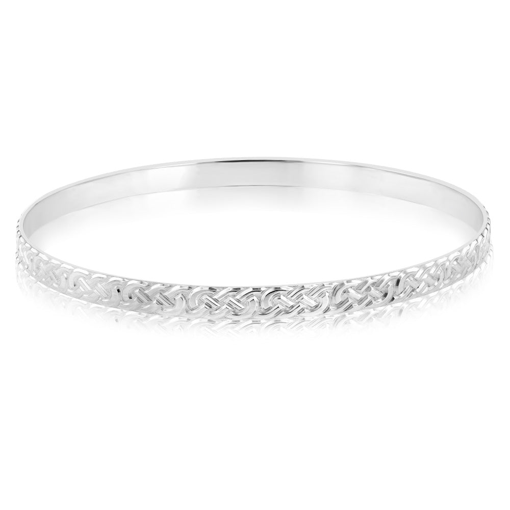 Sterling Silver Machine Engraved 65mm Bangle – Shiels Jewellers