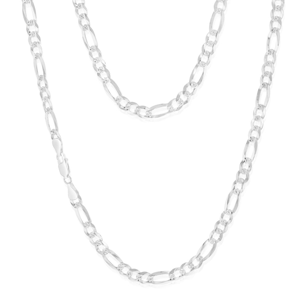 Sterling Silver Beveled Fancy 1:3 Figaro 140 Gauge 50cm Chain – Shiels ...