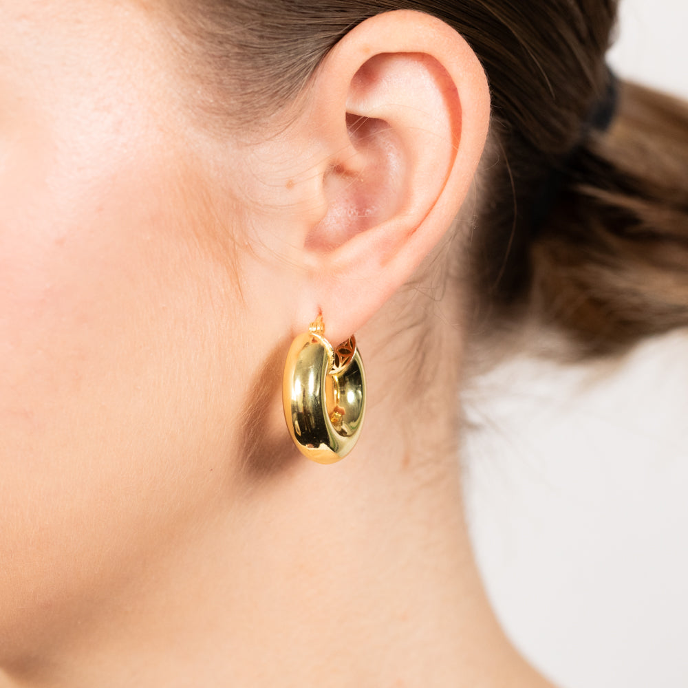 Sterling Silver Gold Plated Polished Round Hoop Earings – Shiels Jewellers