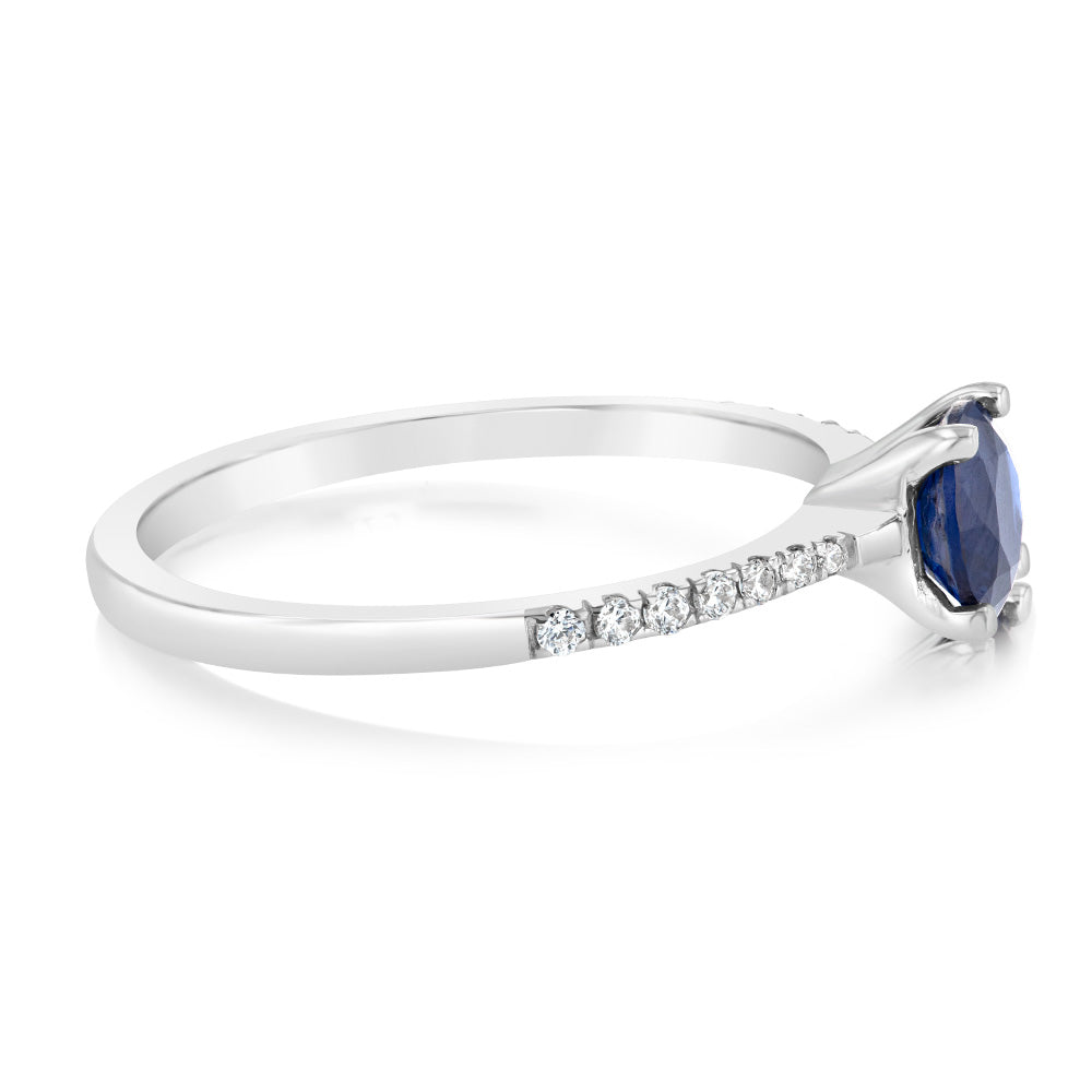 Sterling Silver Blue Sapphire Zirconia 4 Claw Ring – Shiels Jewellers