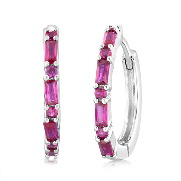 Sterling Silver Created Ruby Hoop Earrings – Shiels Jewellers