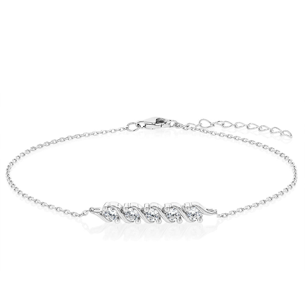Sterling Silver CZ Beaded Bar Bracelet– Shiels Jewellers
