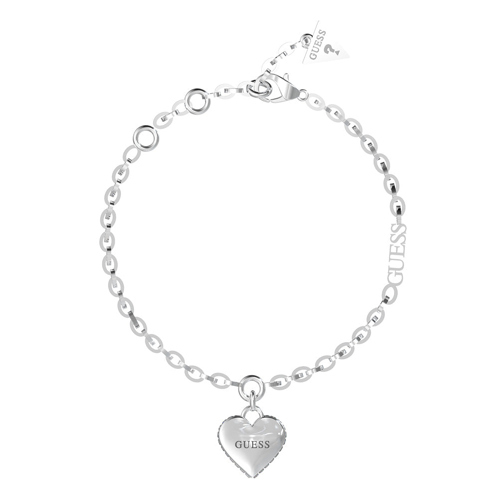 Guess Stainless Steel 14mm Heart Fine Chain Bracelet – Shiels Jewellers