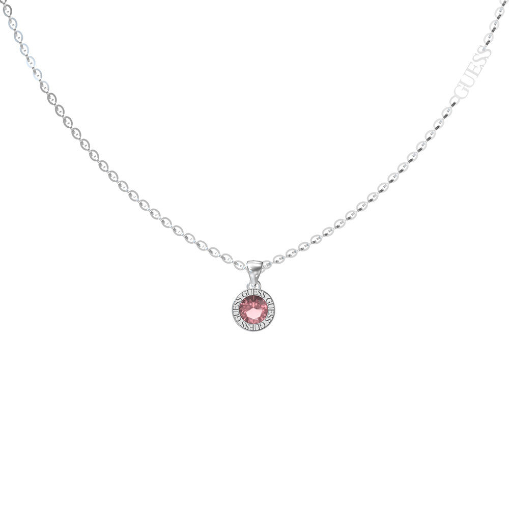 Guess Stainless Steel Fuchsia Cubic Zirconia Charm 16-18" Chain ...