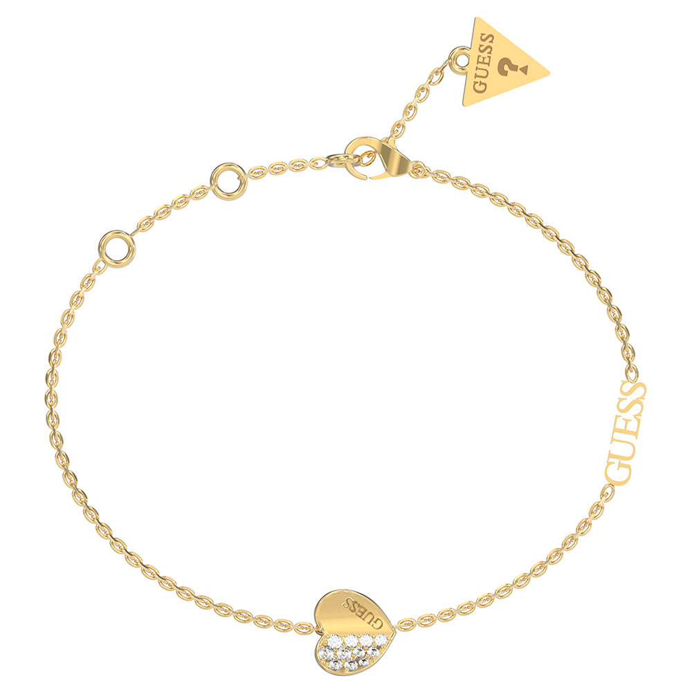 Guess Gold Plated Stainless Steel Plain & Pave Heart Bracelet – Shiels ...