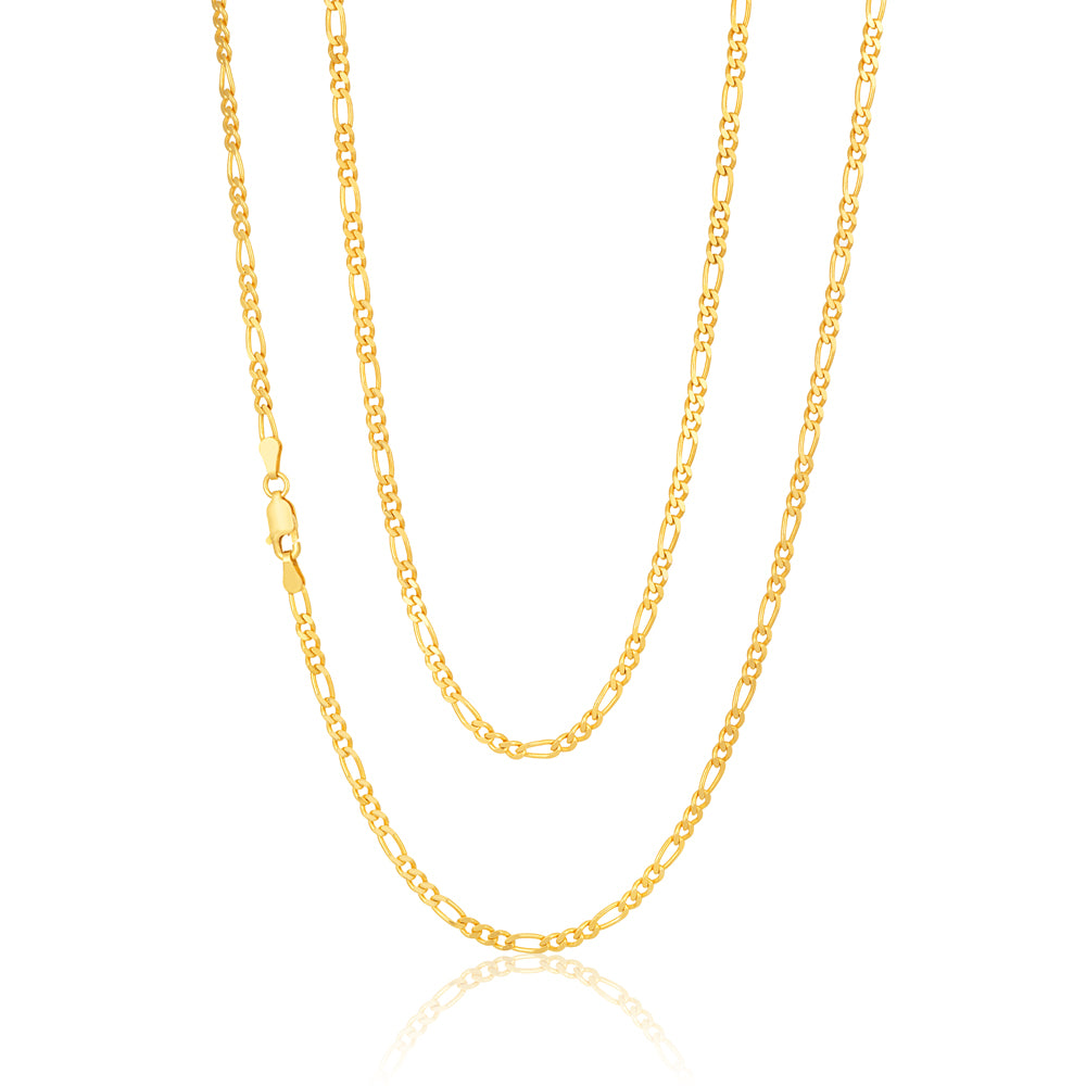 9ct Yellow Solid Gold Figaro Chain 70cm in 80 Gauge– Shiels Jewellers