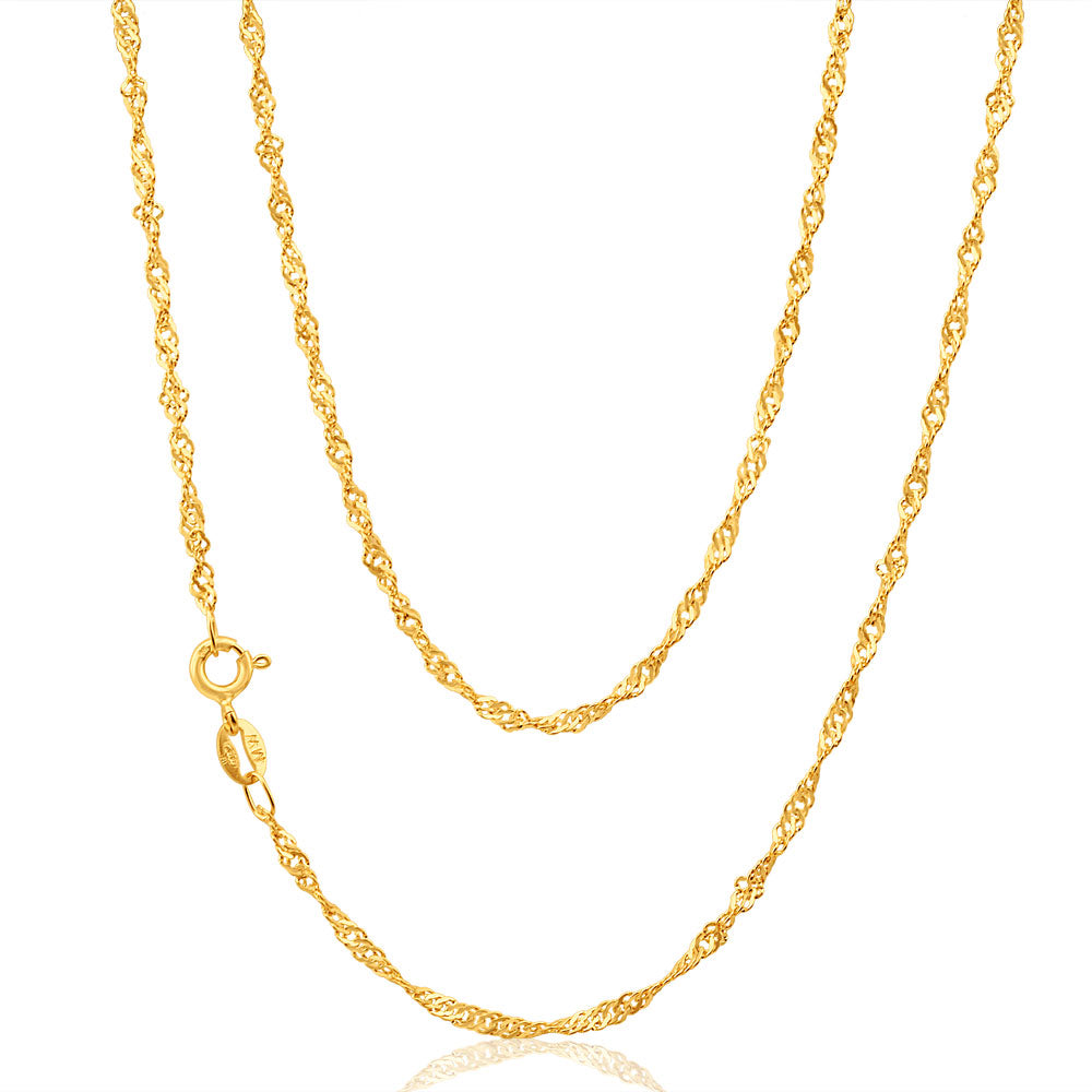 9ct Yellow Solid Gold Singapore 40cm Chain 30 Gauge– Shiels Jewellers