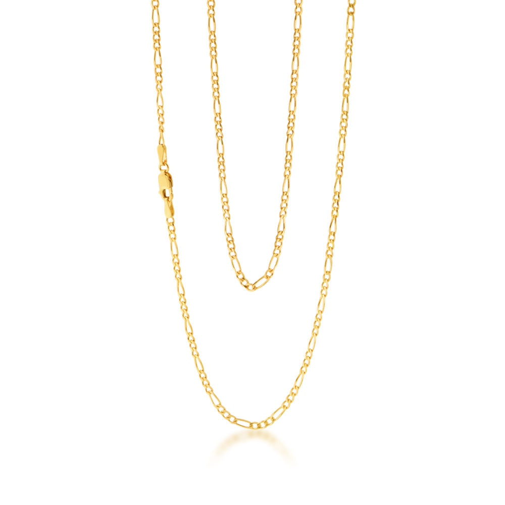 9ct Yellow Solid Gold 55cm Figaro Chain – Shiels Jewellers
