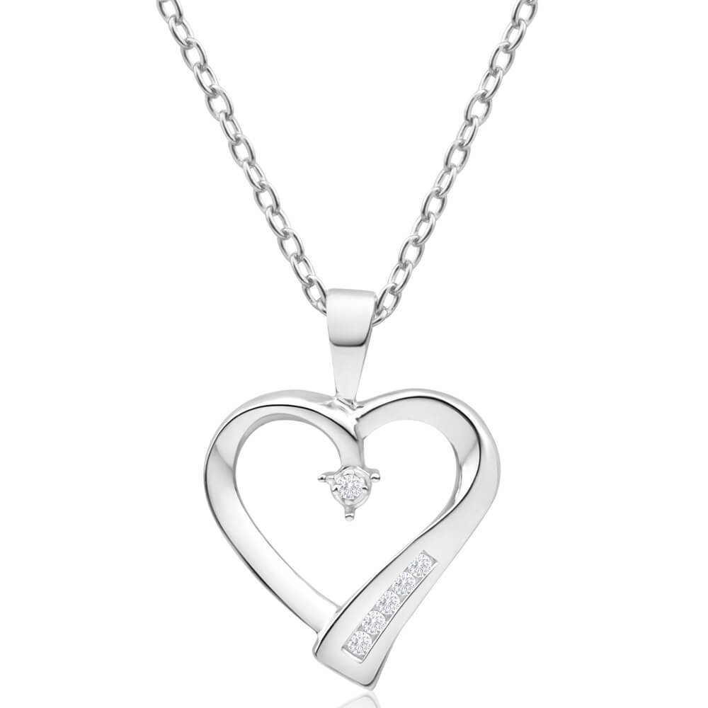 9ct White Gold Heart Shaped Channel Set Diamond Pendant – Shiels Jewellers