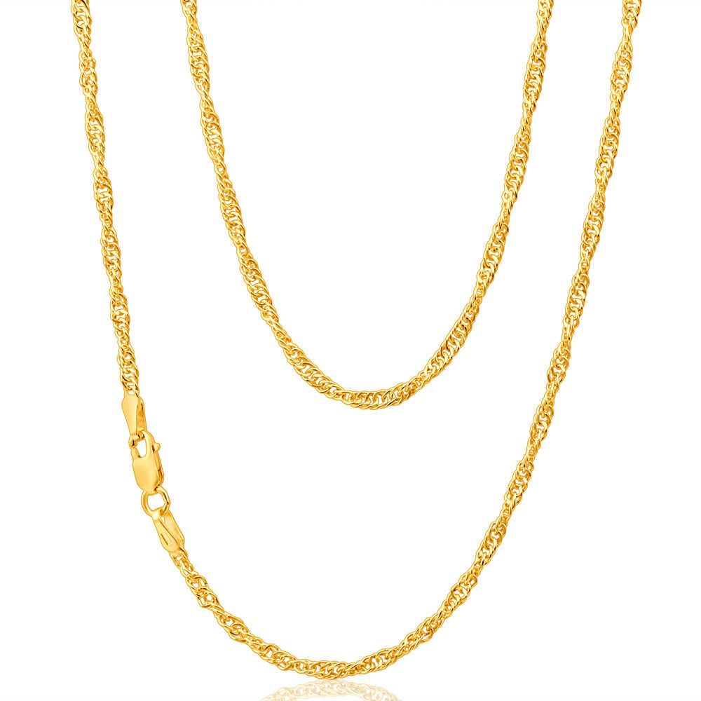 9ct Yellow Gold Silver Filled Singapore 50cm Chain 40 Gauge – Shiels ...