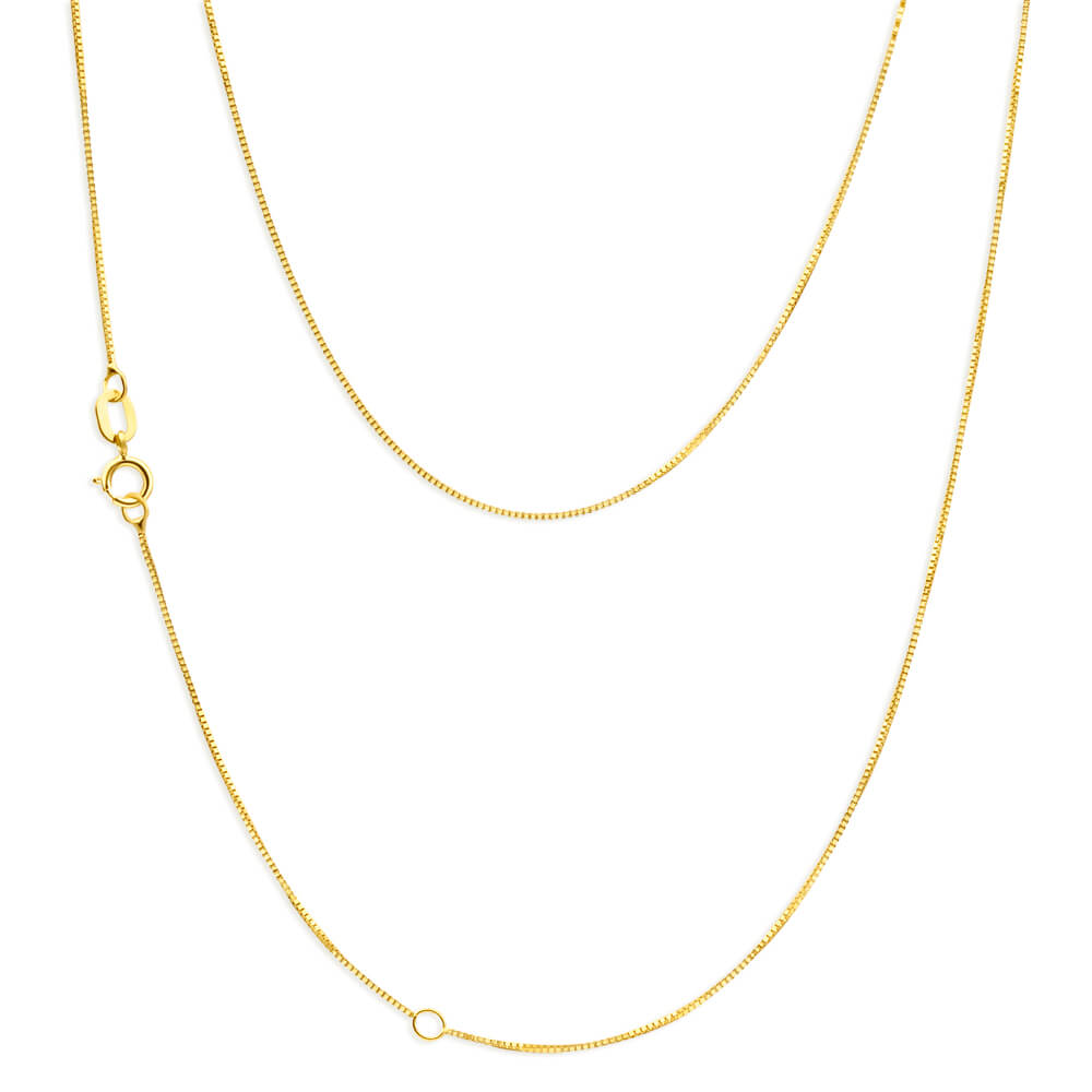 9ct Yellow Gold Box 45cm Chain with Extender – Shiels Jewellers