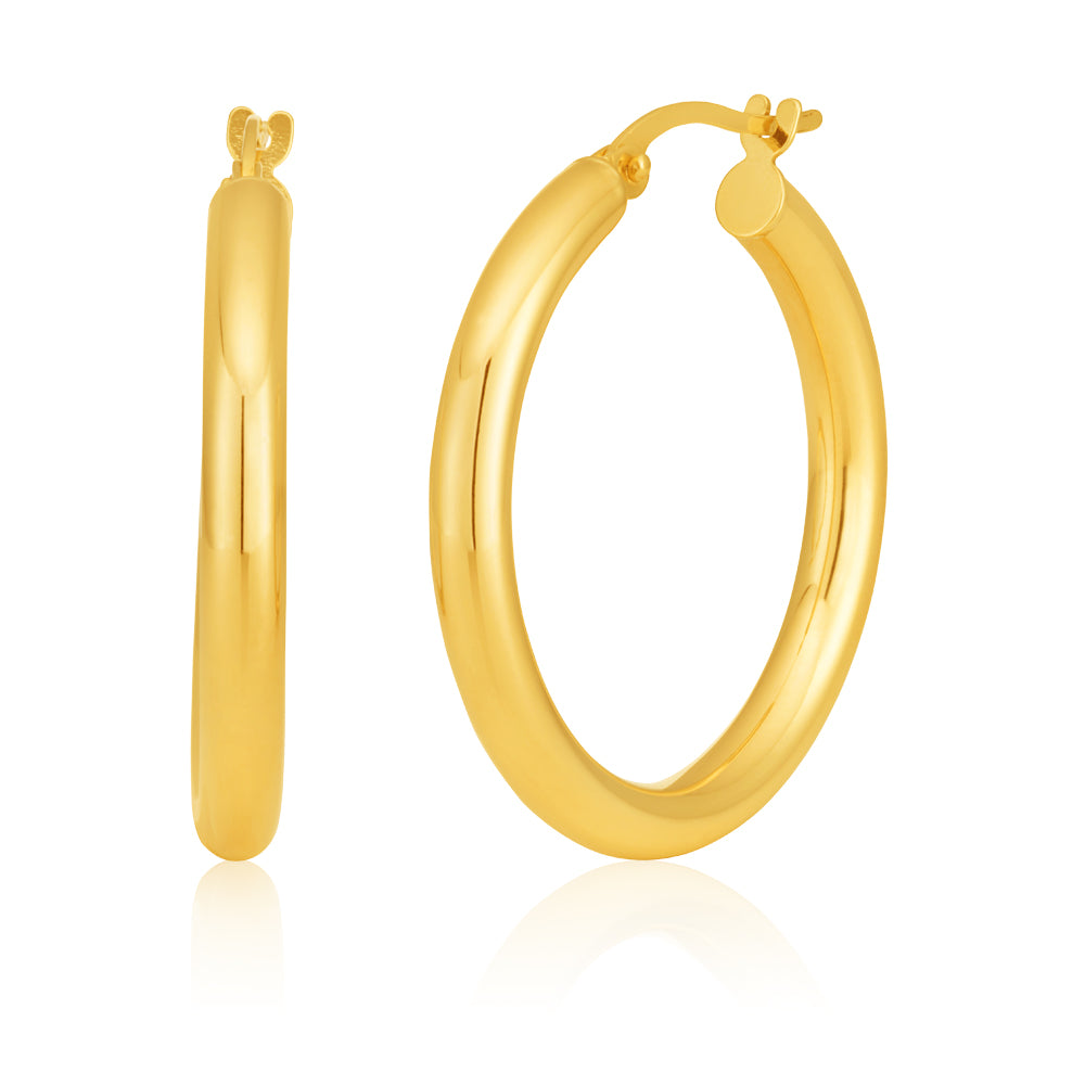 9ct Yellow Gold 20mm Plain Hoop Earring – Shiels Jewellers