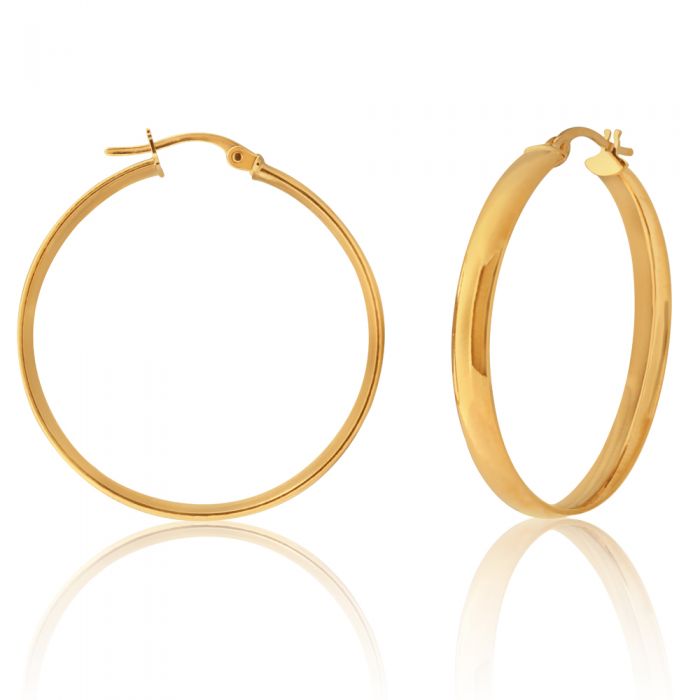 9ct Yellow Gold 30mm Plain Hoop Earrings – Shiels Jewellers