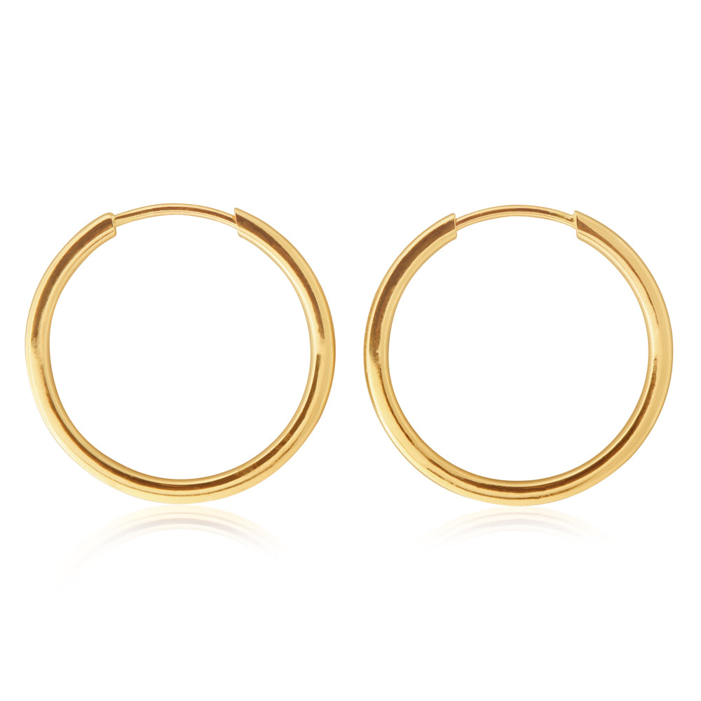 9ct Yellow Gold 16mm Plain Sleeper Earrings – Shiels Jewellers