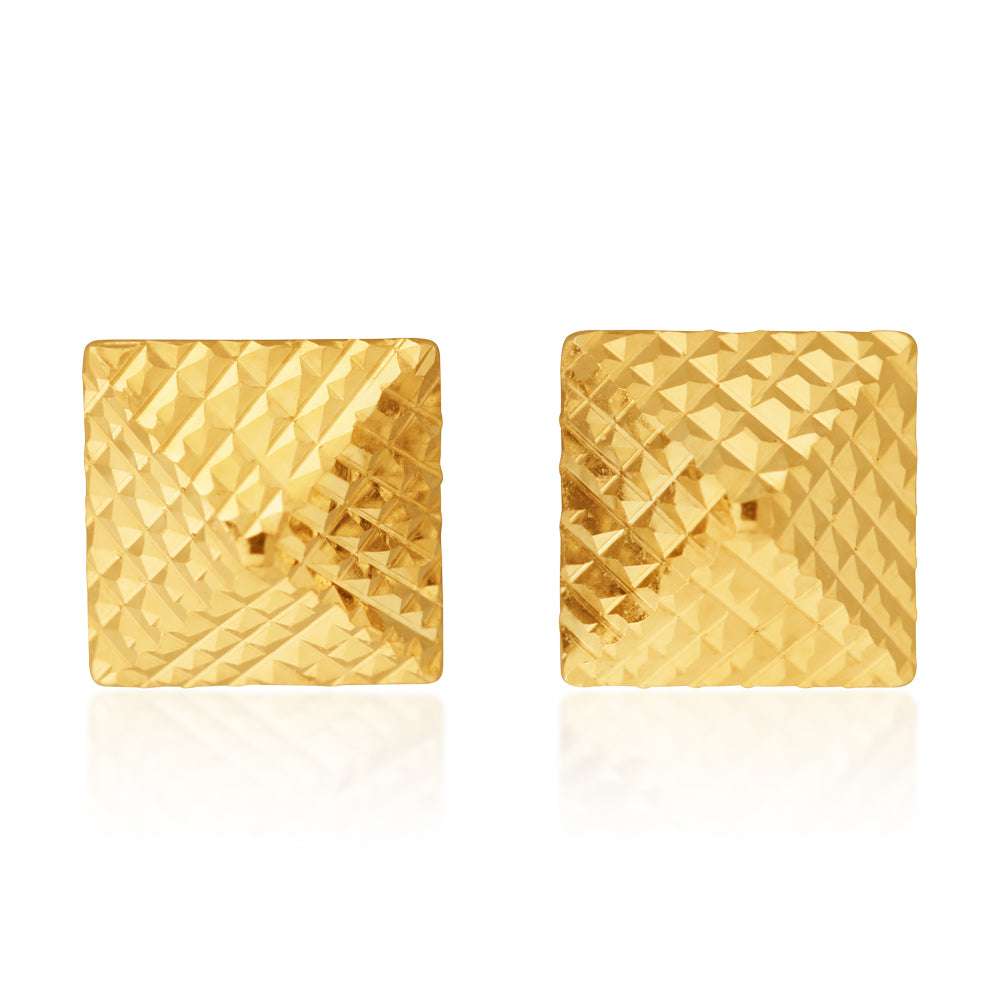 9ct Yellow Gold Diamond Cut Pyramid Stud Earrings – Shiels Jewellers