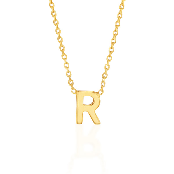 9ct Yellow Gold Initial "R" Pendant On 43cm Chain – Shiels Jewellers