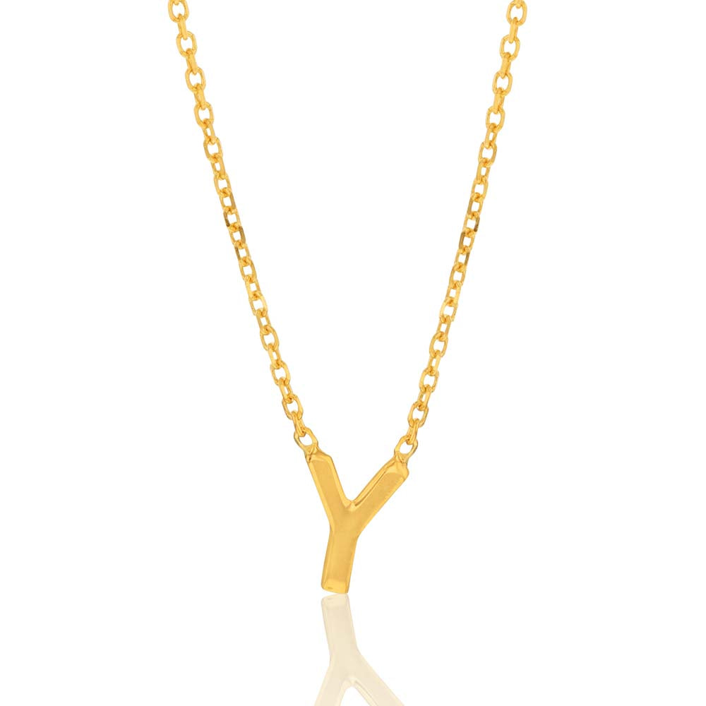 9ct Yellow Gold Initial "Y" Pendant on 43cm Chain – Shiels Jewellers