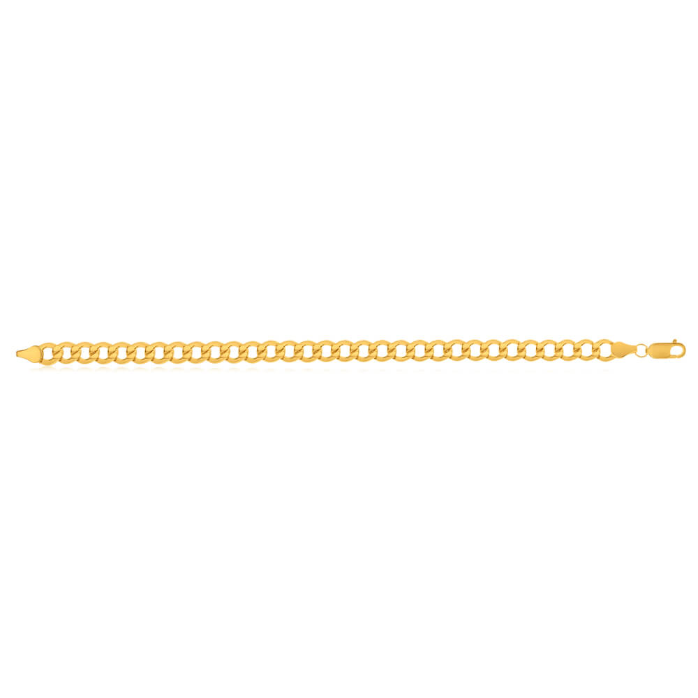 9ct Yellow Gold Silver Filled 21cm Diamond Cut Curb Bracelet – Shiels ...