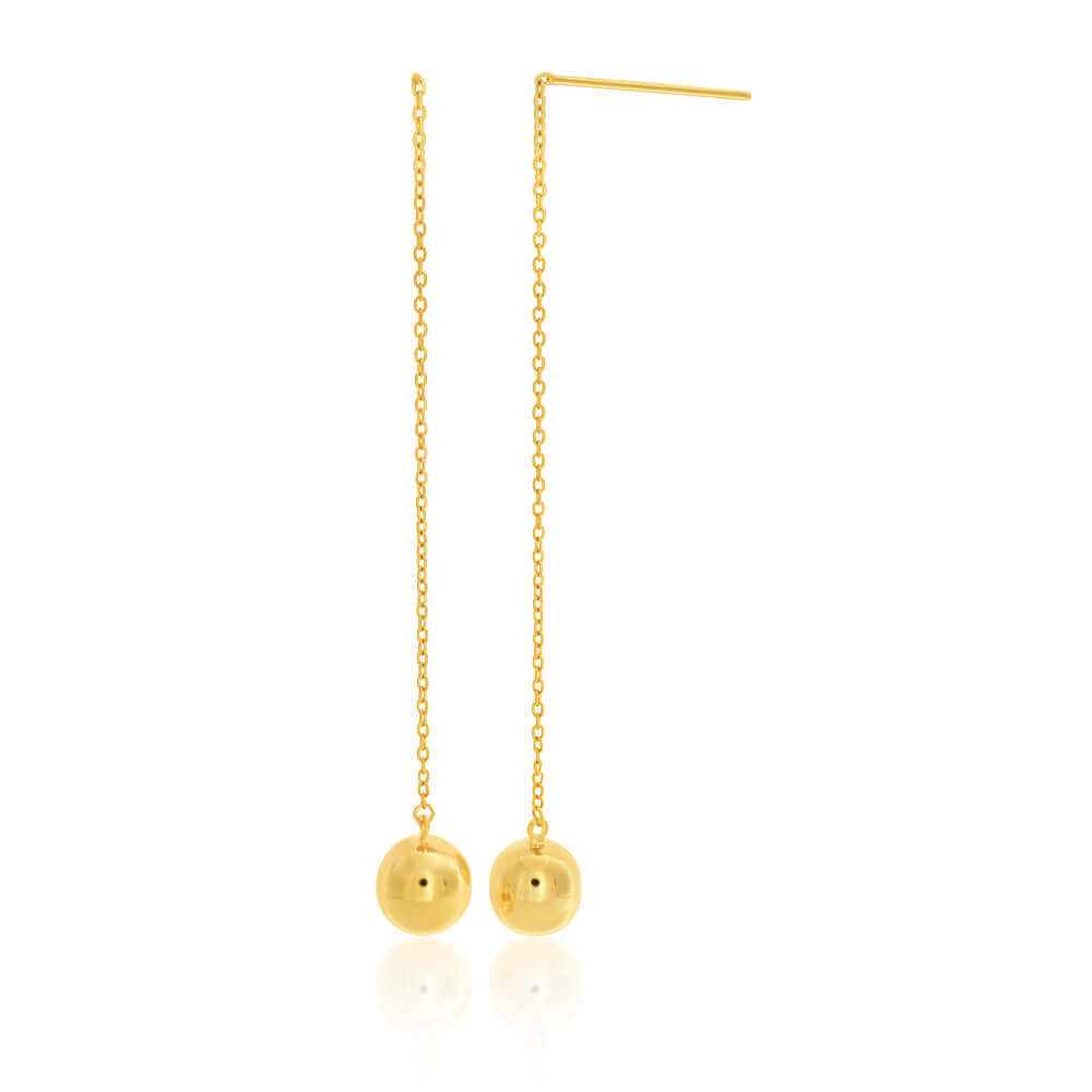 9ct Yellow Gold Silver Filled Ball Thread Drop Earrings – Shiels Jewellers