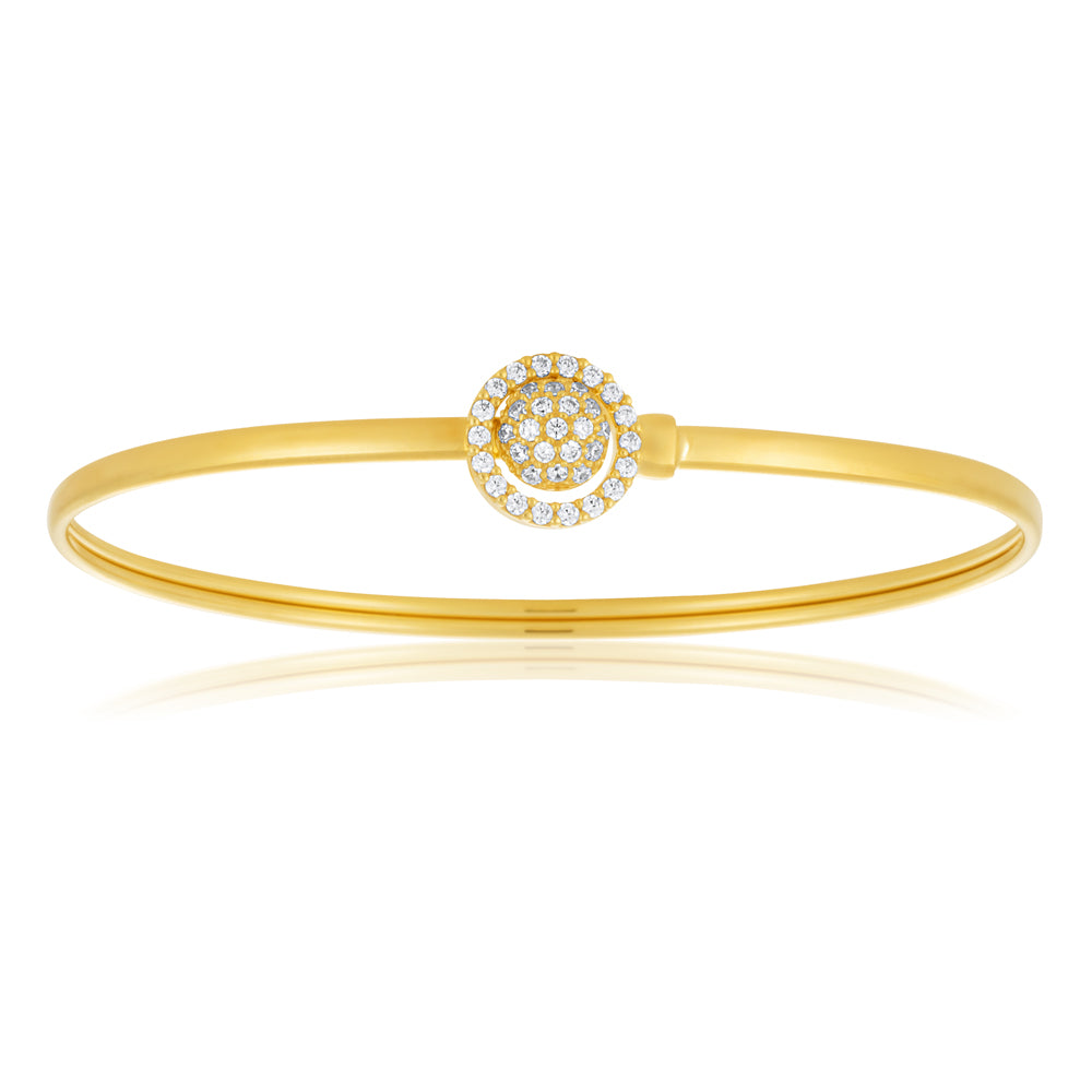 9ct Gold Silver Filled Cubic Zirconia Sun-Flower Power 2 way Oval 50x6 ...