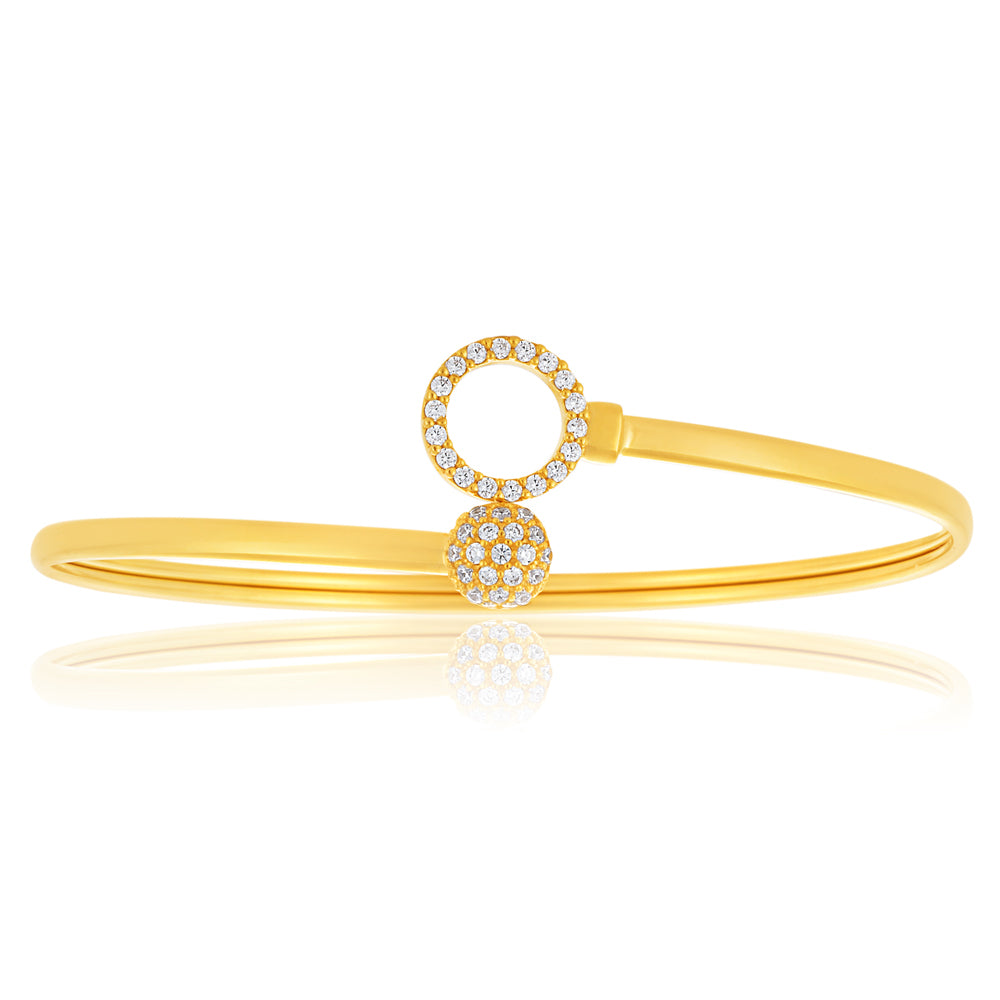 9ct Gold Silver Filled Cubic Zirconia Sun-Flower Power 2 way Oval 50x6 ...