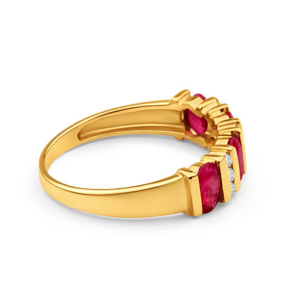 9ct Alluring Yellow Gold Diamond + Ruby Ring – Shiels Jewellers