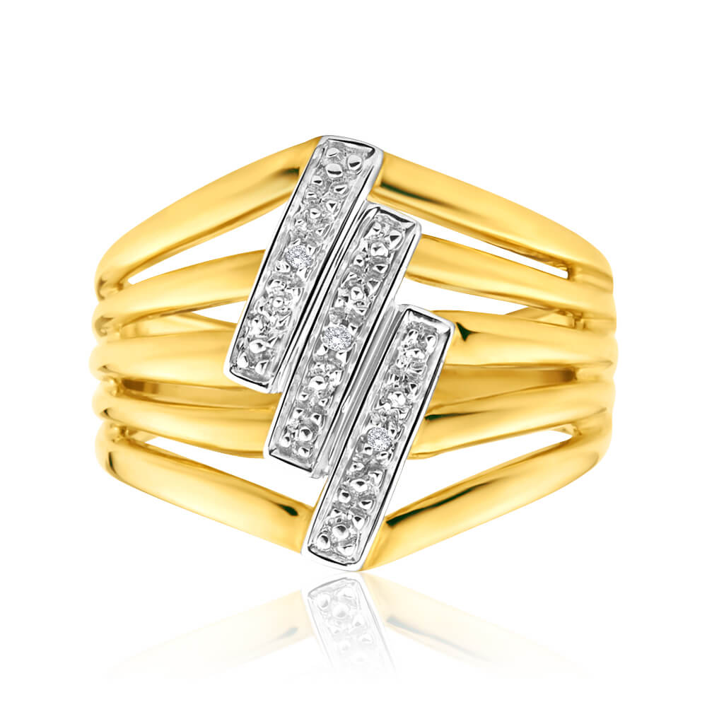 9ct Yellow Gold Bar Diamond Ring– Shiels Jewellers