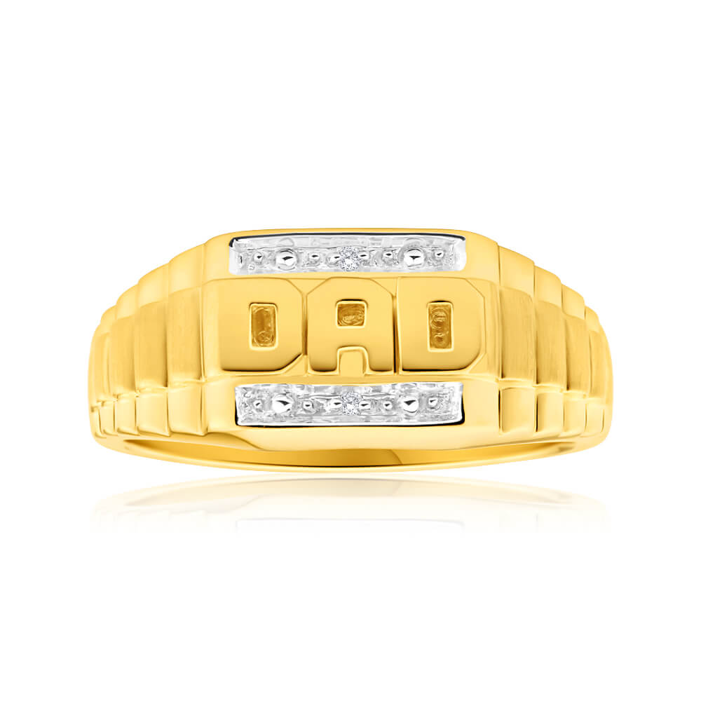 9ct Yellow Gold & White Gold 'Dad' Diamond Ring– Shiels Jewellers