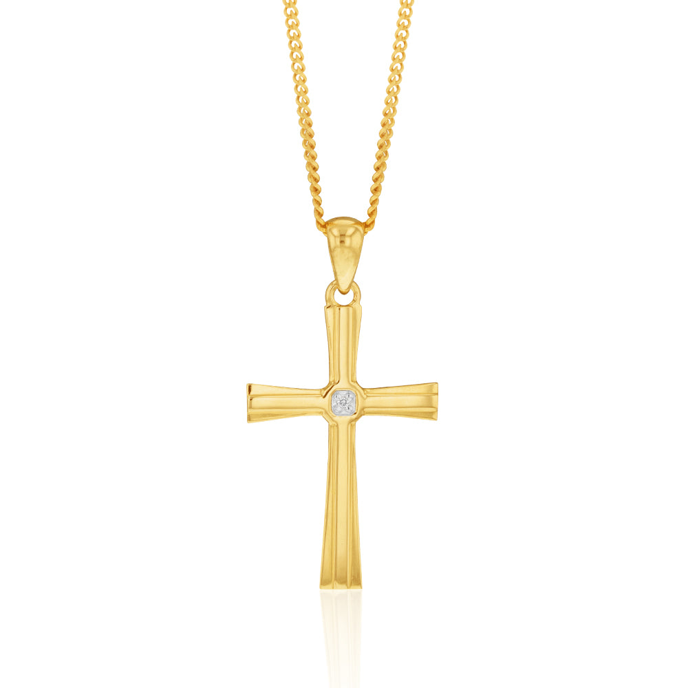 9ct Yellow Gold Diamond Cross Pendant – Shiels Jewellers