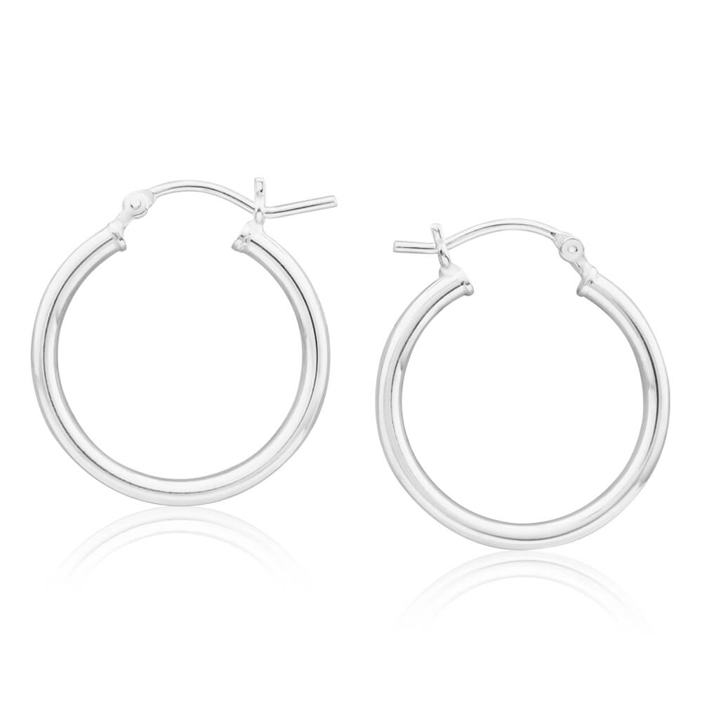 Sterling Silver 25mm Plain Hoop Earrings – Shiels Jewellers