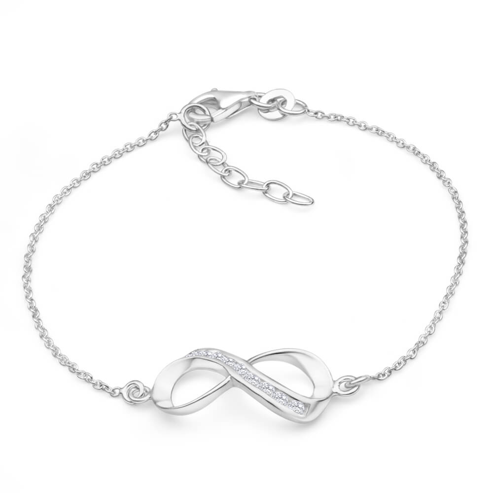 Sterling Silver Cubic Zirconia Infinity Trace Bracelet 19cm – Shiels ...