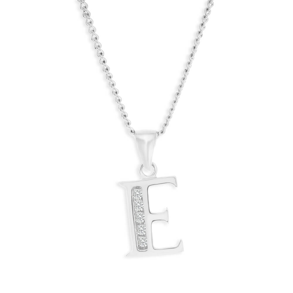 Sterling Silver Cubic Zirconia Initial "E" Pendant – Shiels Jewellers